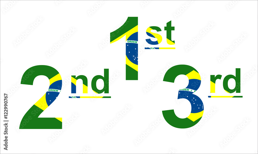 first, second and third place, figures from the Brazilian flag, the ...