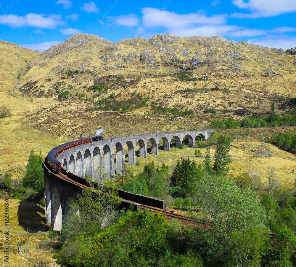 Glenfinnan Viaduct Jacobite Steam Train, Scottish Highlands, UK Stock ...