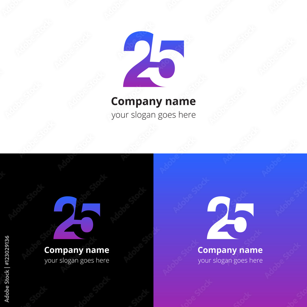 Vecteur Stock 25 logo icon flat and vector design template. Monogram ...