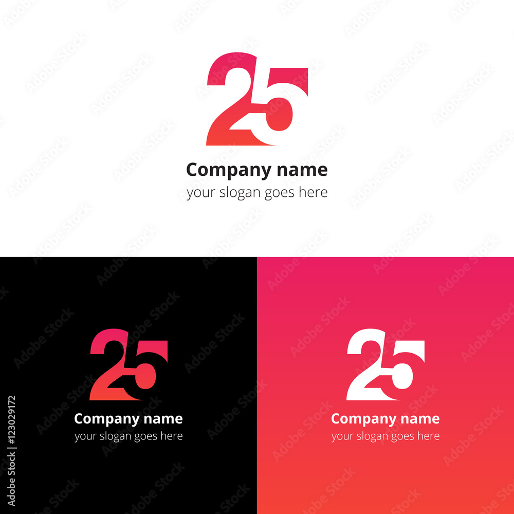 25 logo icon flat and vector design template. Monogram numbers two and ...
