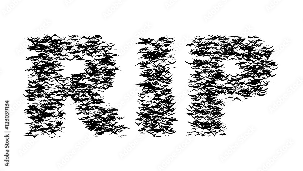 A flock of flying birds forms RIP - part of timelapse, stop motion, gif ...