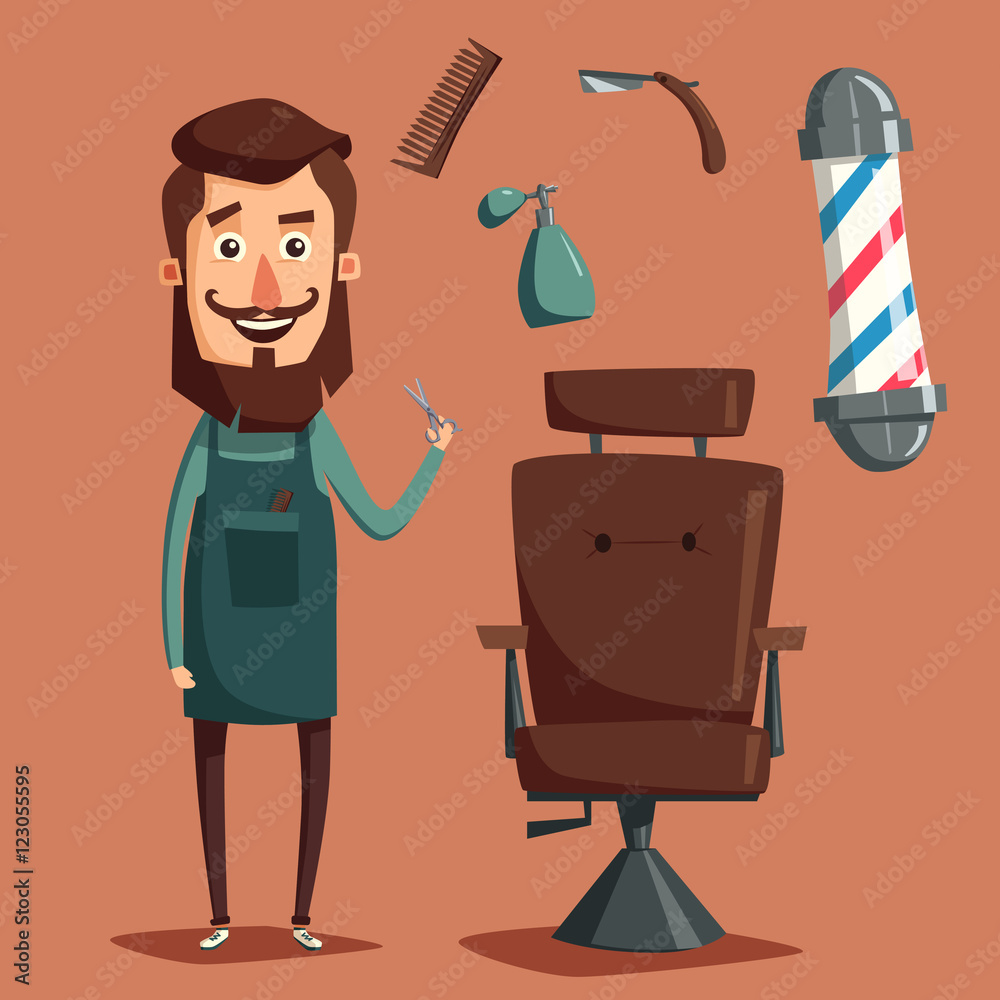 Cute barber character. Cartoon vector illustration Stock Vector | Adobe ... Cute barber character. Cartoon vector illustration Stock Vector | Adobe ...