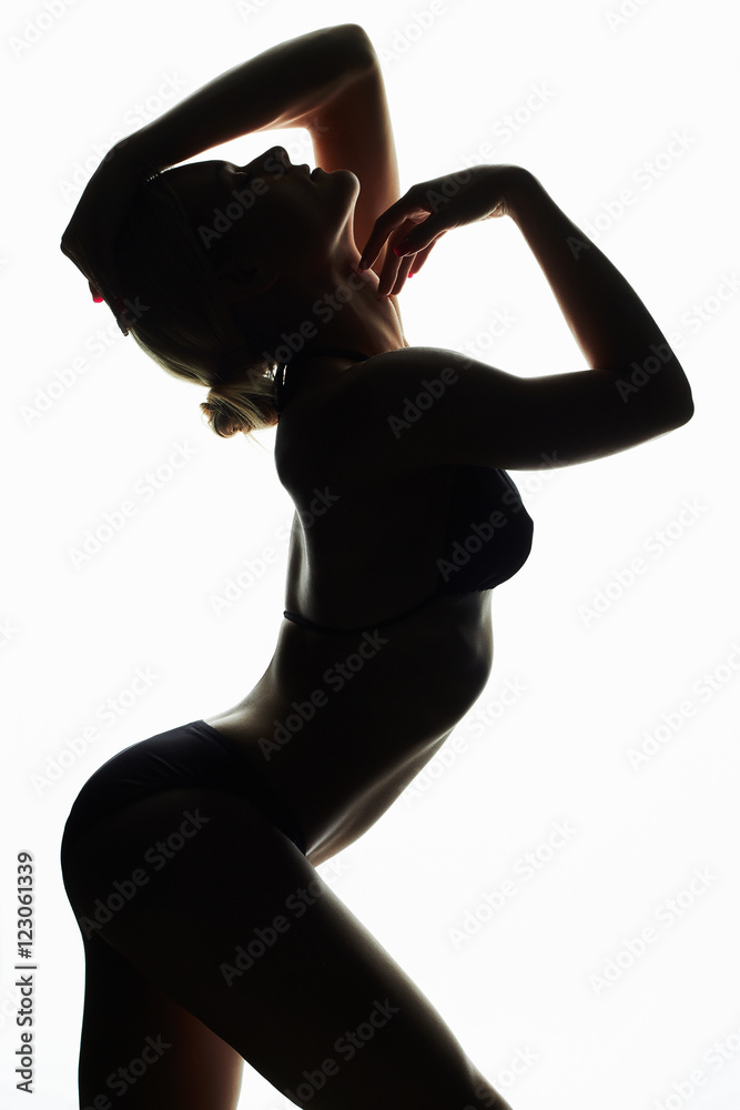 Female Silhouette Young Sexy Woman In Bikini Girl With A Sports Body Stock Foto Adobe Stock