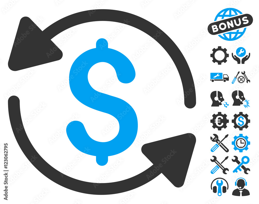 Money Turnover pictograph with bonus tools images. Vector illustration ...