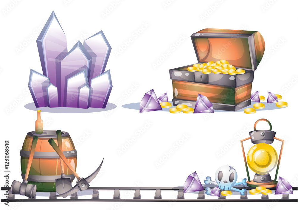cartoon vector mine game object with separated layers for game and ...
