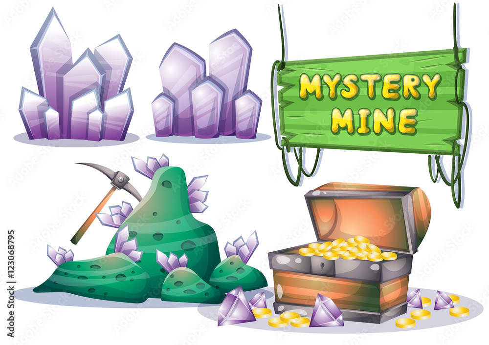 cartoon vector mine game object with separated layers for game and ...