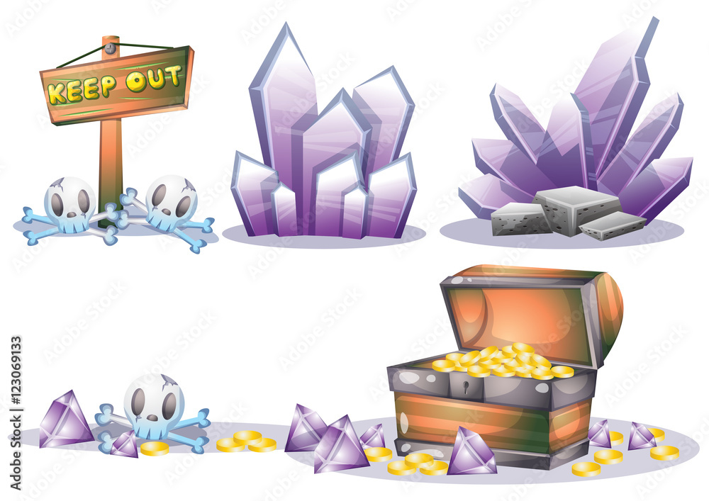 cartoon vector mine game object with separated layers for game and ...