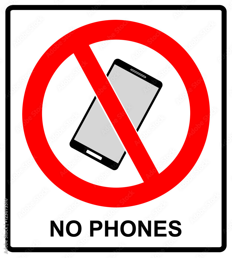 No cell phone sign. Mobile phone ringer volume mute sign. No smartphone ...