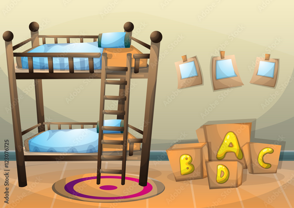cartoon vector illustration interior kid room with separated layers in ...