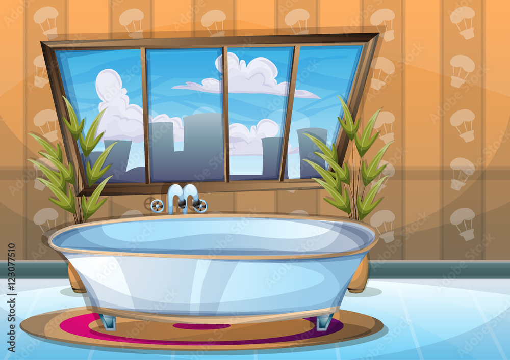 cartoon vector illustration interior spa room with separated layers in ...