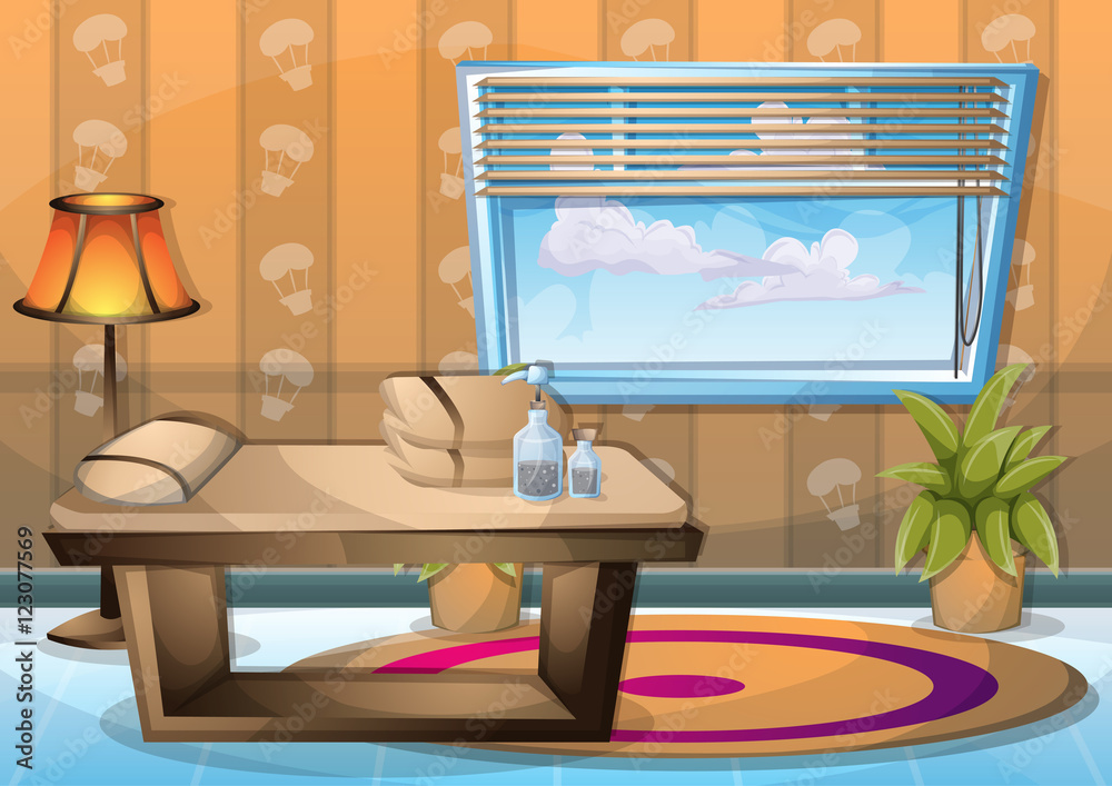 cartoon vector illustration interior spa room with separated layers in ...