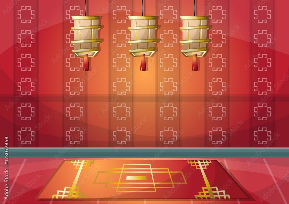 cartoon vector illustration interior chinese room with separated layers ...