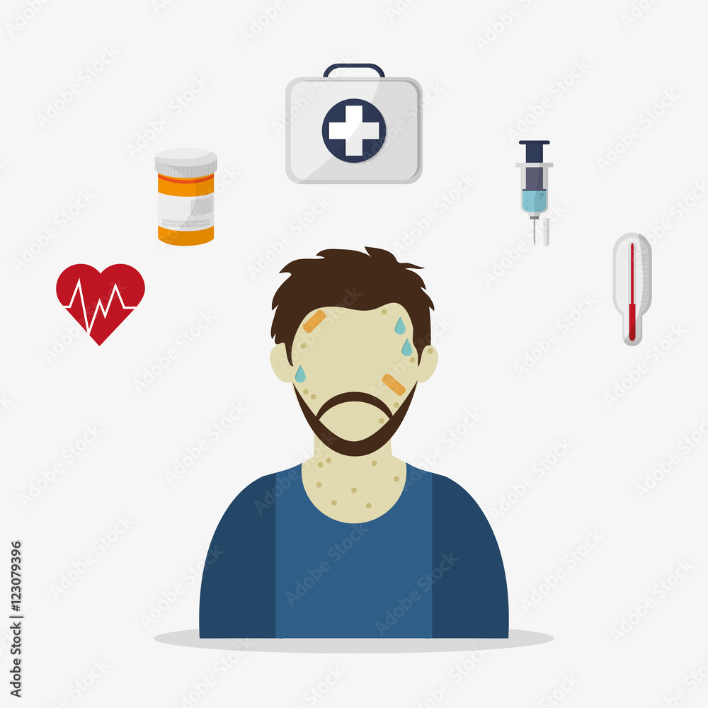 Patient sick man avatar icon. Medical and health care theme. Colorful ...