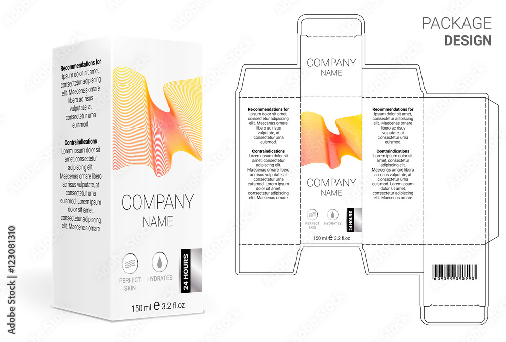 Packaging Design Cosmetics, cut the carton. Shampoos, creams, perfumes ...
