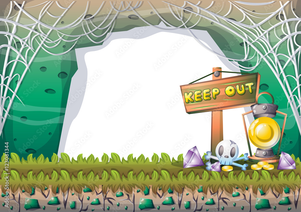 cartoon vector cave with separated layers for game and animation game ...