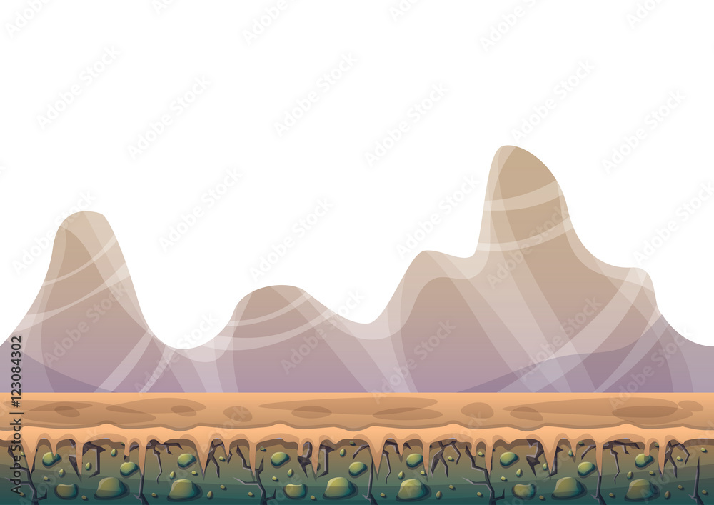 cartoon vector nature landscape background with separated layers for ...