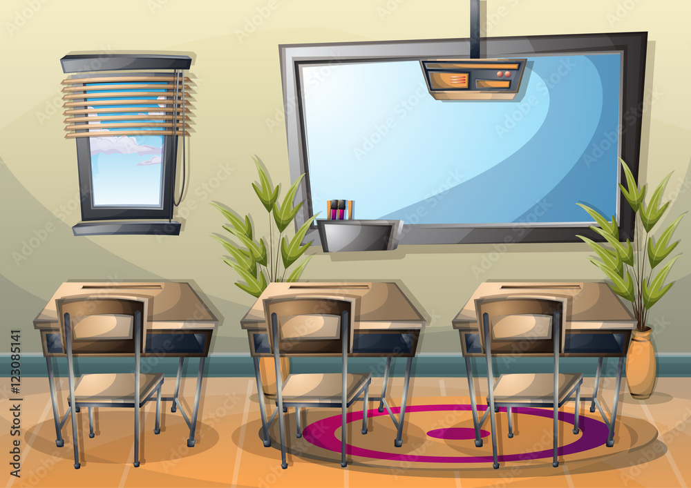 cartoon vector illustration interior classroom with separated layers in ...