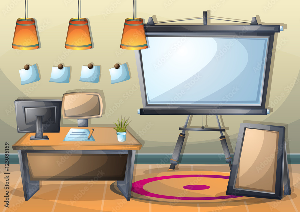cartoon vector illustration interior classroom with separated layers in ...