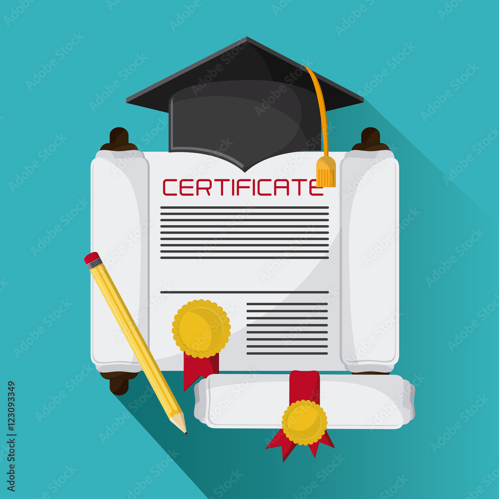 graduation cap diploma pencil graduate university grad icon. Colorfull ...