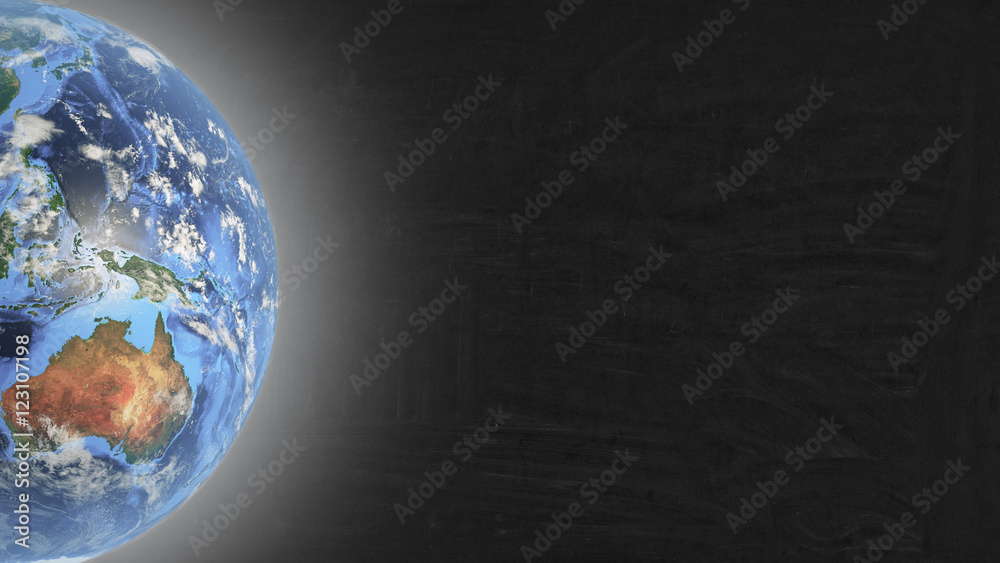 Planet Earth in left part of screen and stars Stock Photo | Adobe Stock