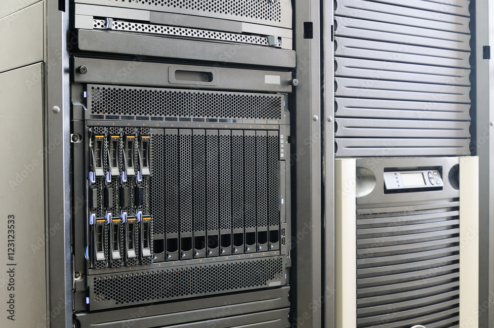 Blade servers in rack Stock Photo | Adobe Stock