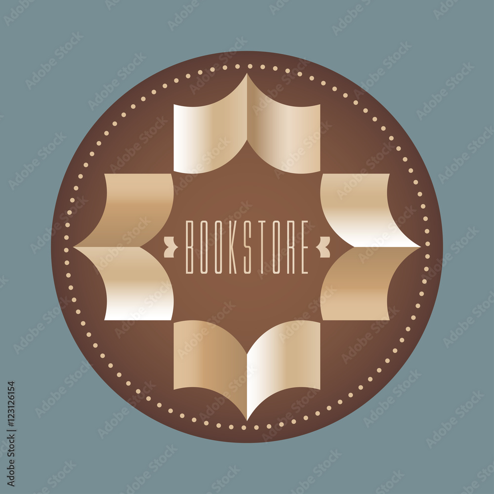 Bookstore, bookshop, library vector sign, icon, symbol, emblem, logo ...