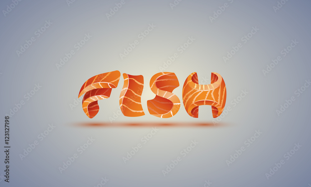 Sushi background text. Template text for the menu of a salmon fish ...