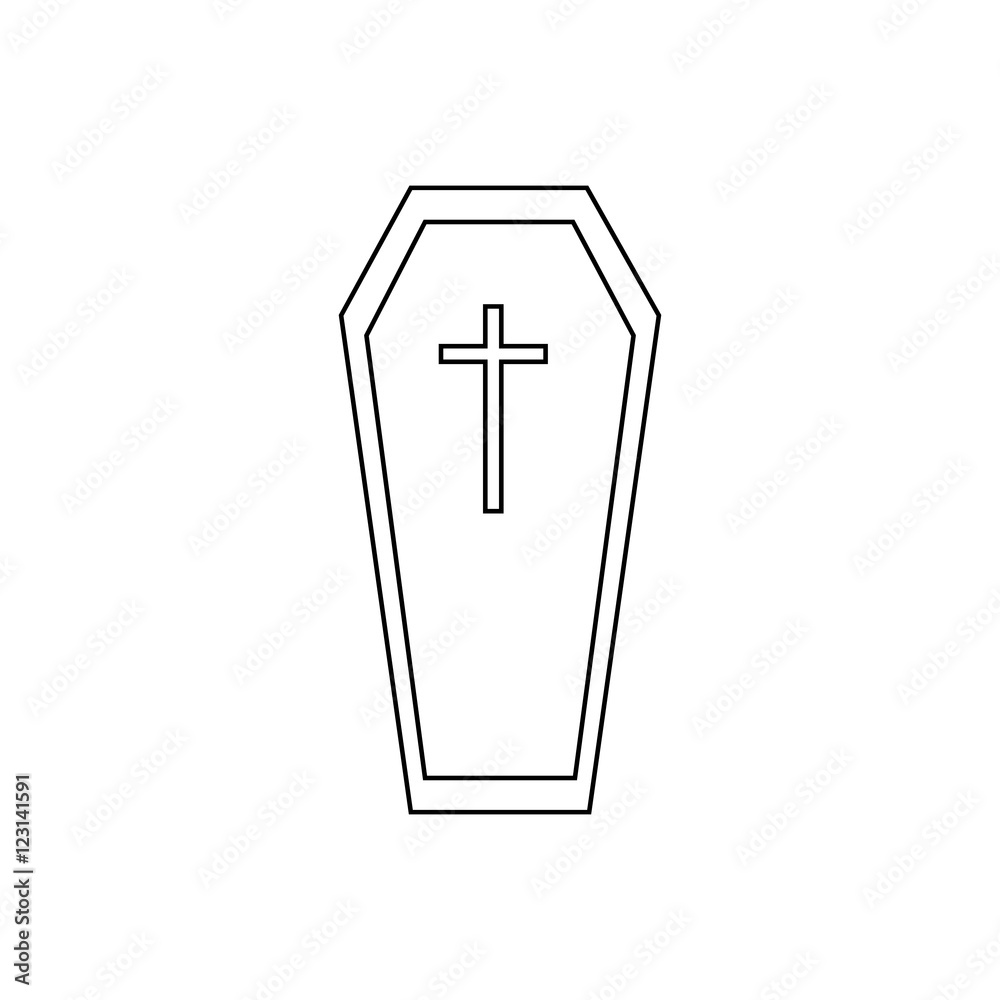 Halloween coffin icon. Outline illustration of coffin vector icon for ...