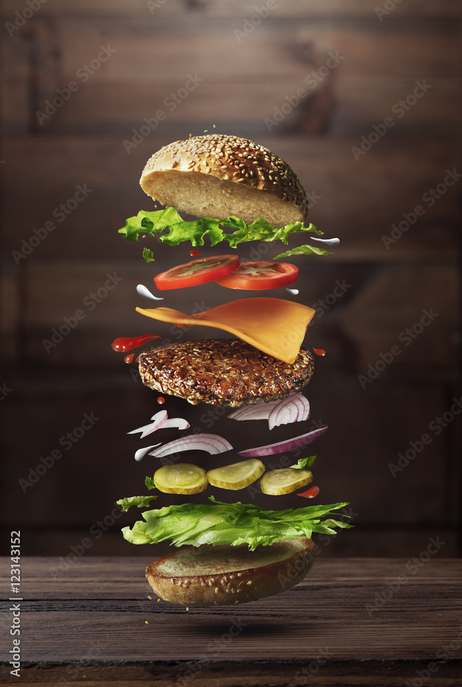 Burger preparation ingredients Stock Photo | Adobe Stock