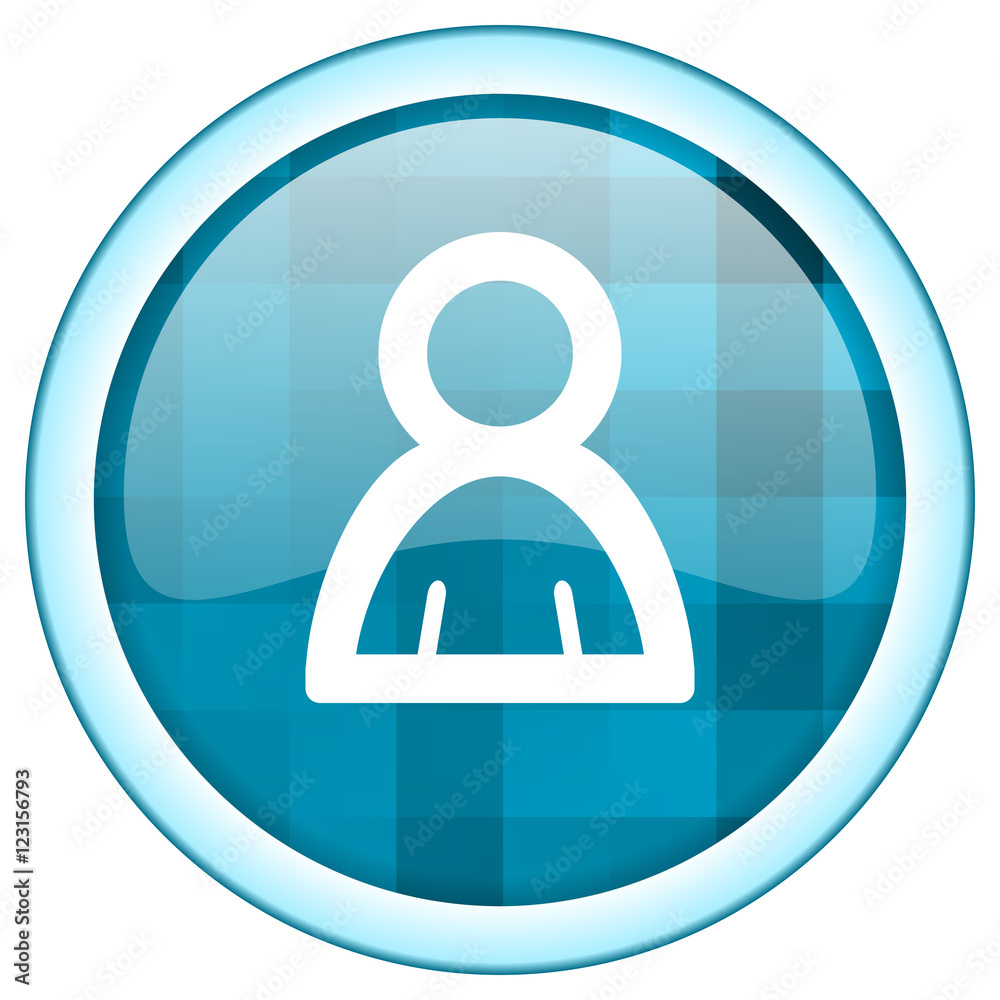 Blue circle vector man icon. Round internet glossy human button. Web ...