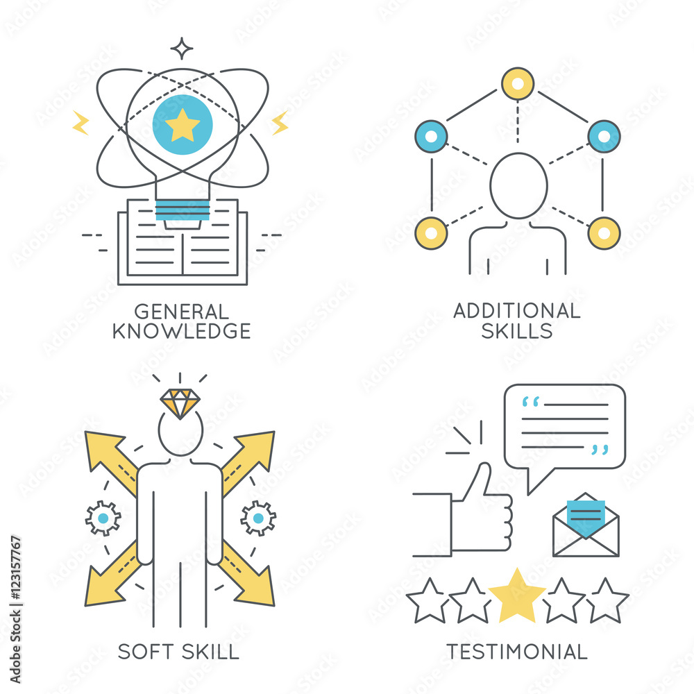 Vector set of conceptual flat line illustrations on following themes ...