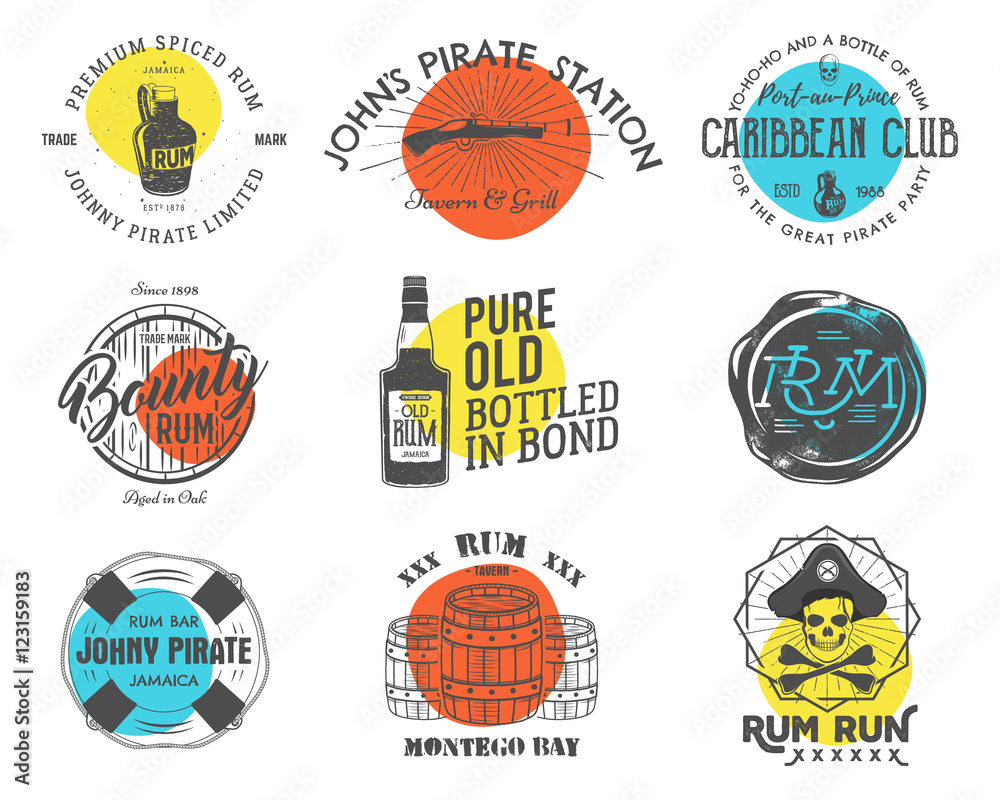 Set of vintage handcrafted emblems, labels, logos. Isolated on a color ...