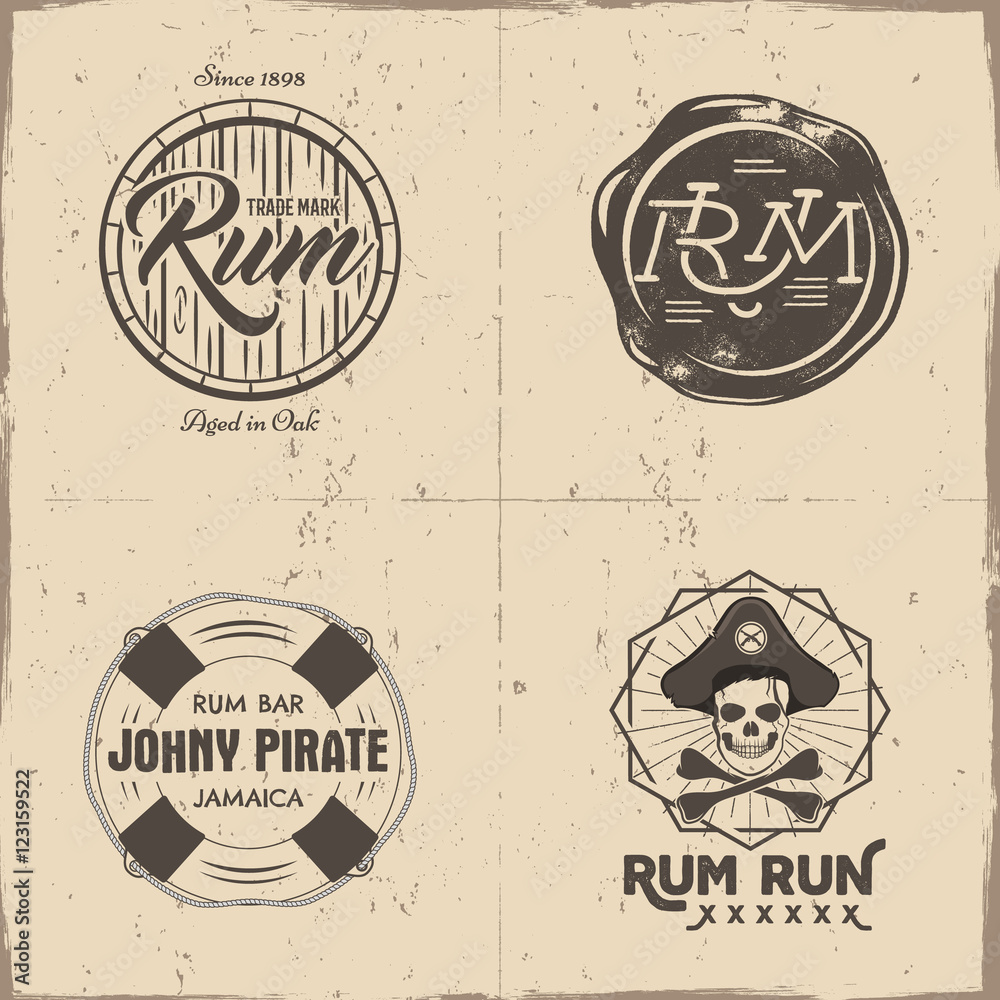 Set of vintage handcrafted pirates emblems, labels, logos. Isolated on ...