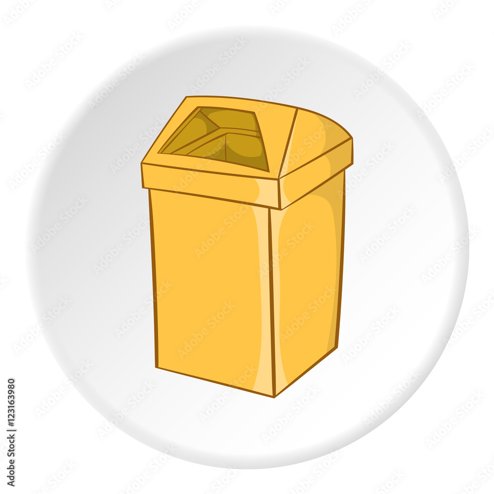 Yellow trash icon. Cartoon illustration of yellow trash vector icon for ...