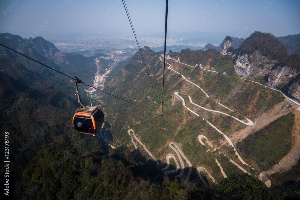 cable car/rope cable in zhangjiajie national forest park,china Stock ...