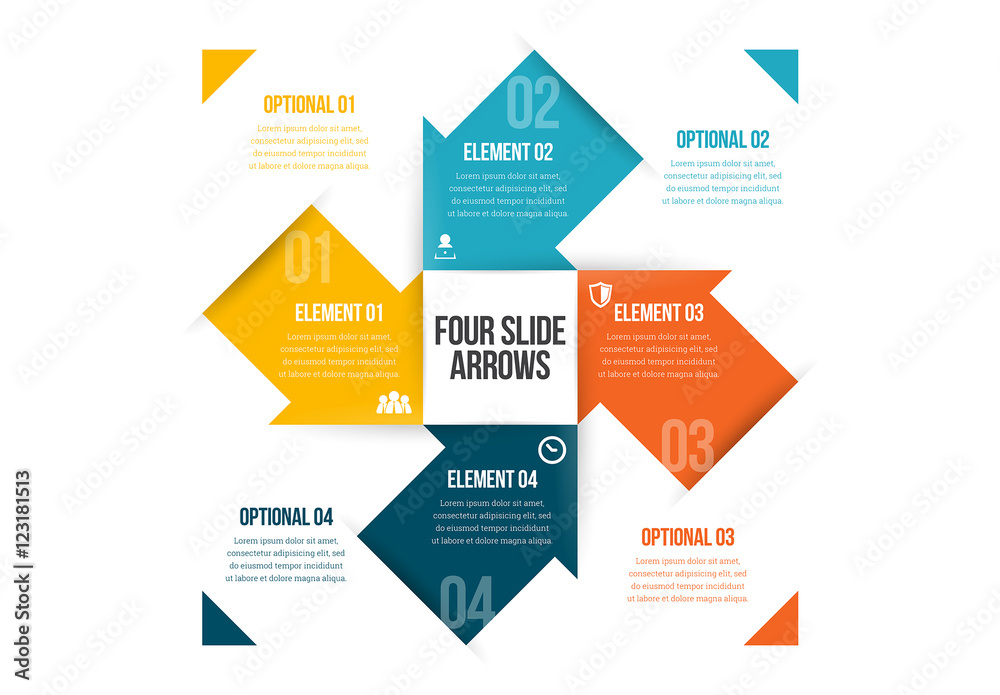 Modelo de Four Slide Arrows Infographic do Stock | Adobe Stock