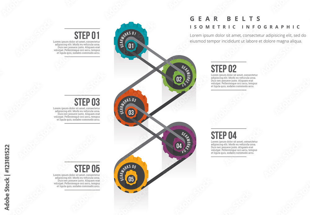 Isometric Gear Belt Infographic Stock Template | Adobe Stock