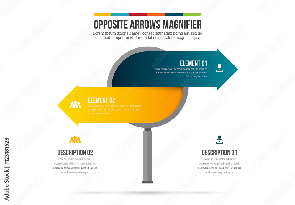 Arrows Magnifier Infographic Stock Template | Adobe Stock