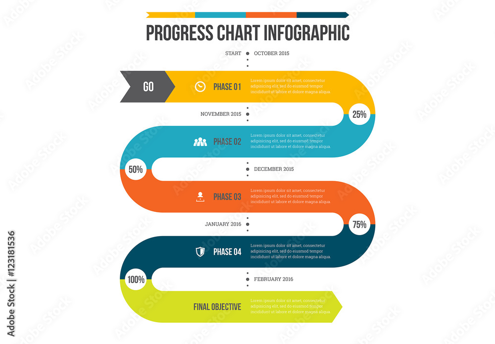 Progress Chart Infographic Stock Template | Adobe Stock