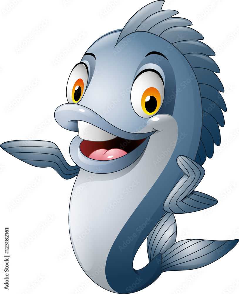 Cartoon fish waving Stock Vector | Adobe Stock