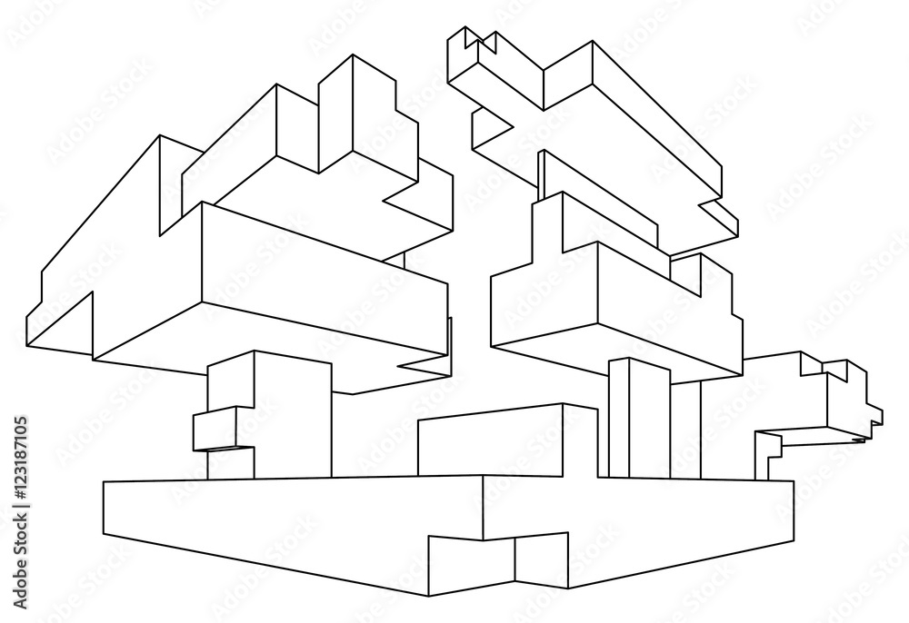 Rectangular shape in two point perspective vector de Stock | Adobe Stock