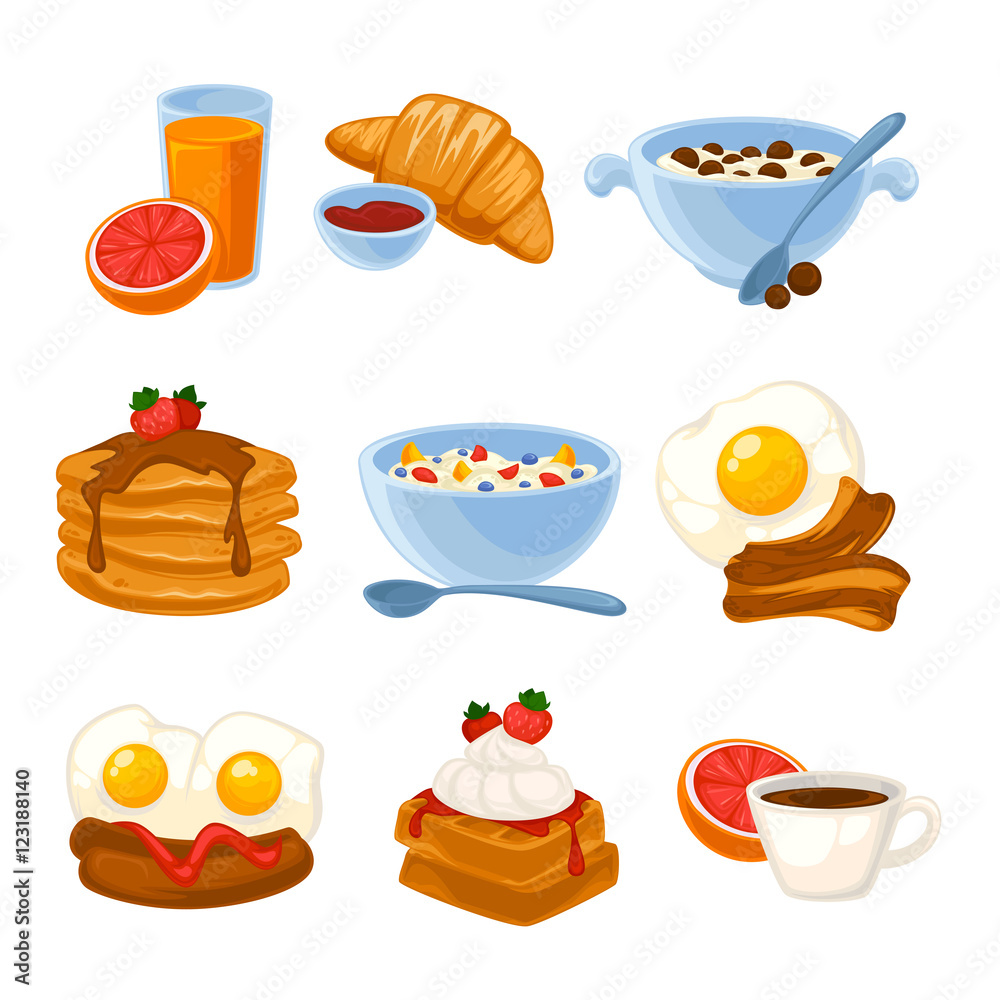 Vector breakfast food set Stock Vector | Adobe Stock