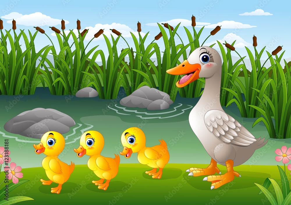 Cartoon duck family Stock Vector | Adobe Stock