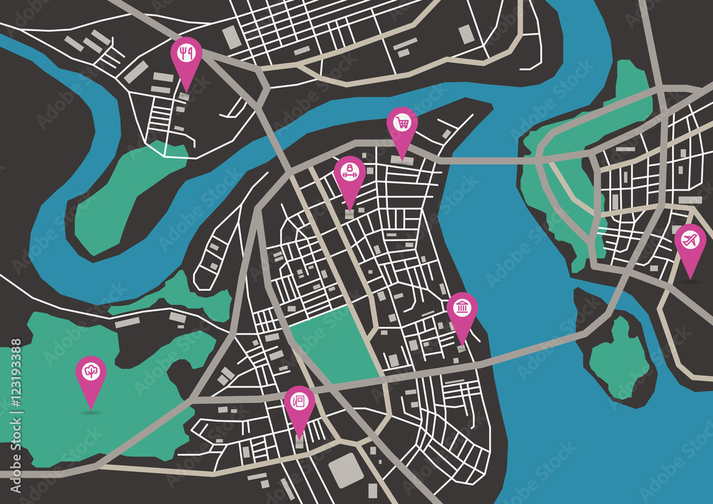 Vector city map Stock Vector | Adobe Stock