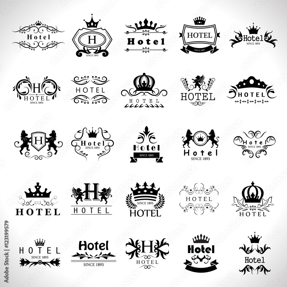 Hotel Logo Set - Isolated On White Background - Vector Illustration ...
