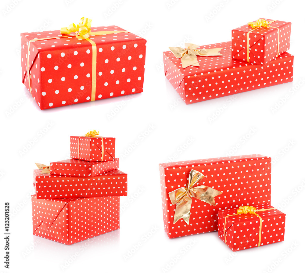 Beautiful gift wrapping paper in red color on a white background. Stock ...