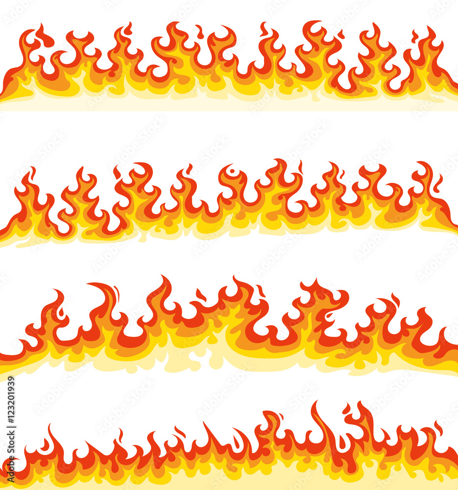 Collection of cartoon flames Stock Vector | Adobe Stock
