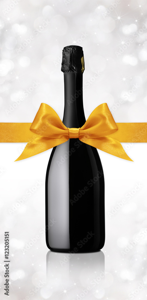 wine bottle gift with ribbon Stock-Foto | Adobe Stock