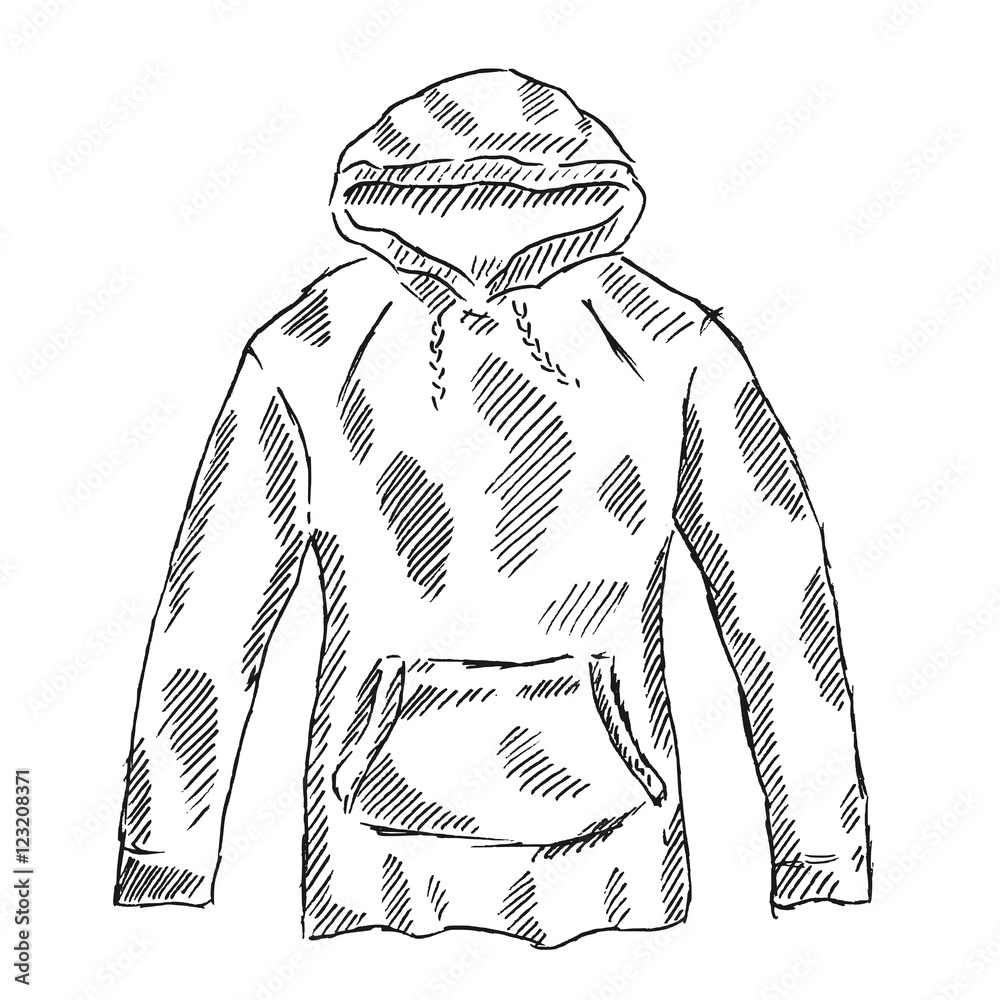 Men's hooded sweat-shirt pullover . Sketch illustration Stock Vector ...