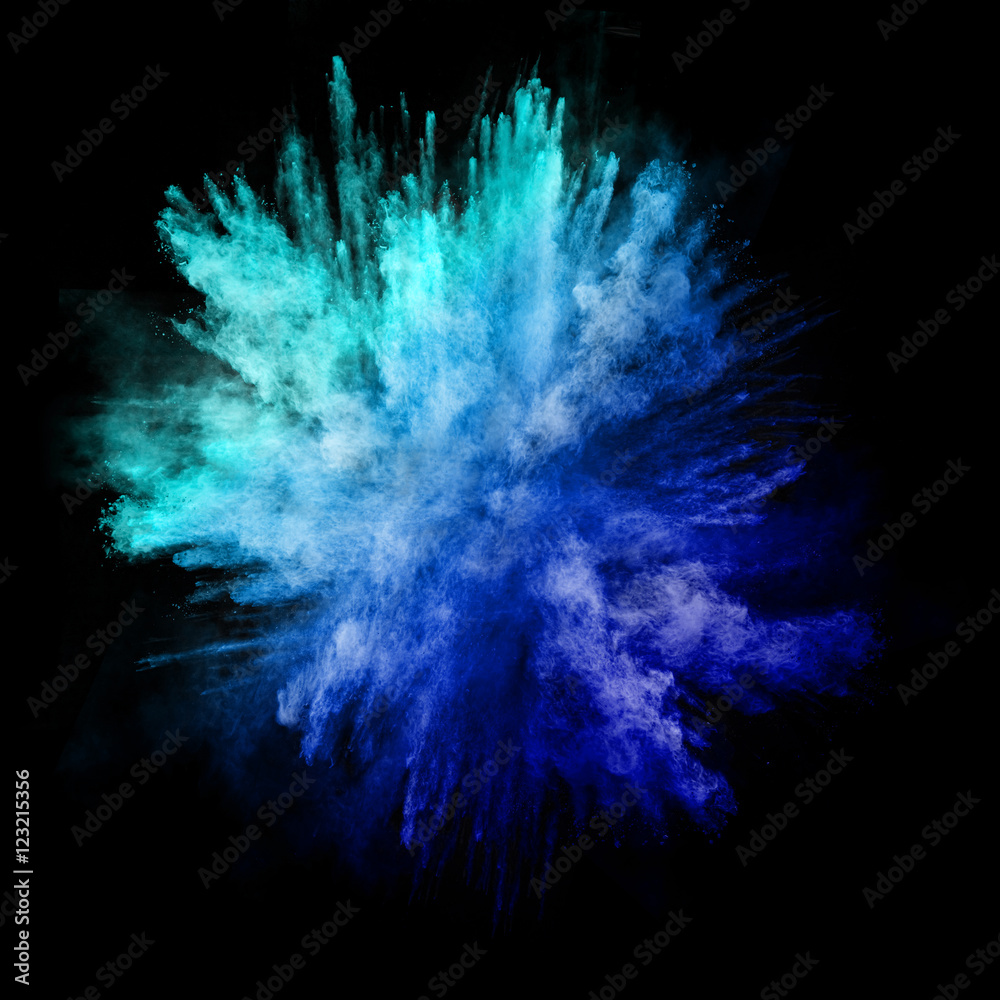 Explosion of colored powder on black background Stock Photo | Adobe Stock